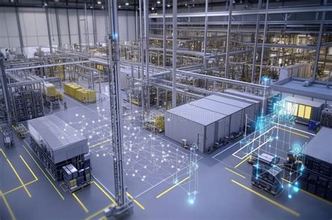 Automated Warehouse With Digital Network Connections And Storage