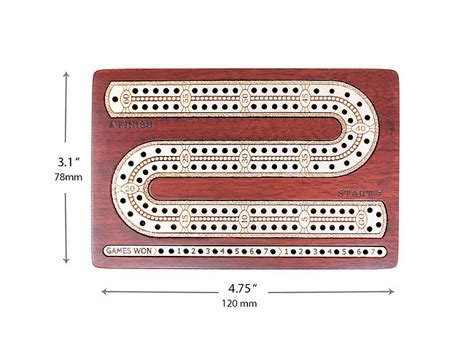 Loop Shape 2 Track 60 Points Pocket Size Wooden Travel Cribbage Board 4