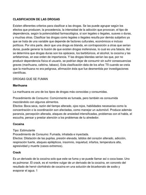 Clasificacion De Drogas