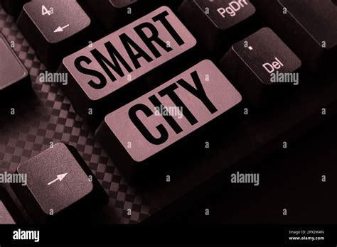 Text Sign Showing Smart City Word Written On Urban Area That Uses