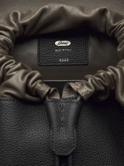 Black Grained Leather Backpack Brioni® Gb Official Store