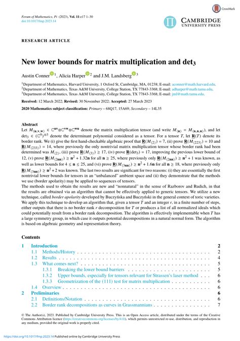 Pdf New Lower Bounds For Matrix Multiplication And
