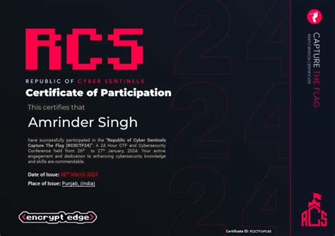Encrypt Edge Certificate Of Participation Amrinder Singh Pdf