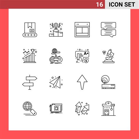 Group Of Modern Outlines Set For Goal Achieve Layout Message Bubble Editable Vector Design