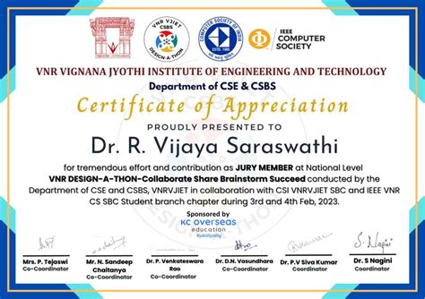 Drvijaya Saraswathi R On Linkedin Privileged To Be Part Of Vnr Design A Thon As A Jury Member