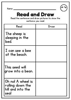 Read And Draw Worksheets Read And Draw Cvc Worksheets For K 1st Grade