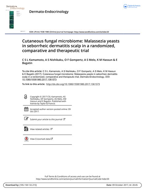 Pdf Cutaneous Fungal Microbiome Malassezia Yeasts In Seborrheic