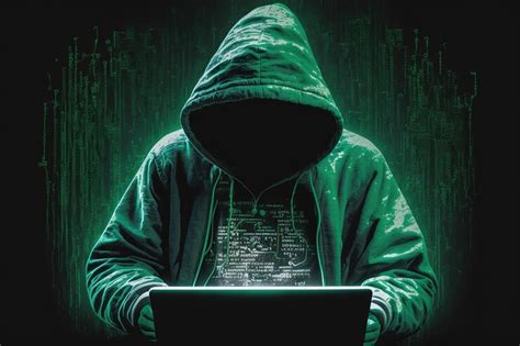 Premium Photo A Hacker Wearing A Hoodie And Typing On A Laptop With