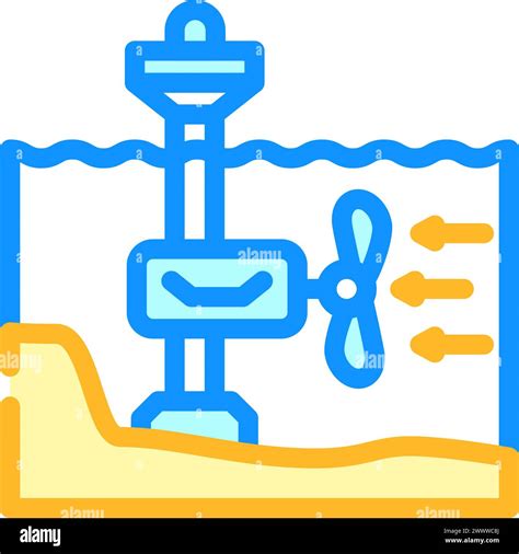 Stream Energy Tidal Power Color Icon Vector Illustration Stock Vector