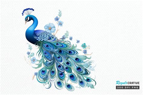 Beautiful Blue Peacock Sublimation Png Clipart