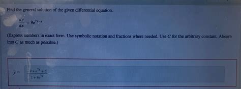 Solved Find The General Solution Of The Given Differential