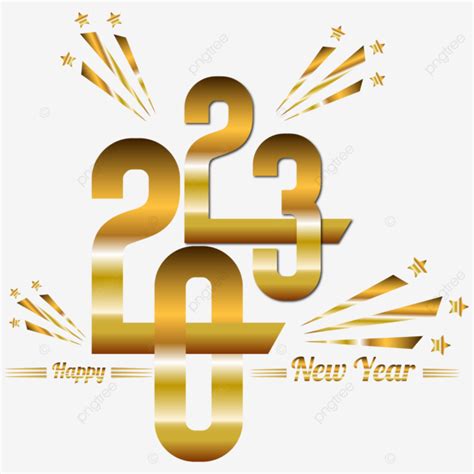 Tipografía De Logotipo Dorado Feliz Año Nuevo 2023 Png Dibujos 2023