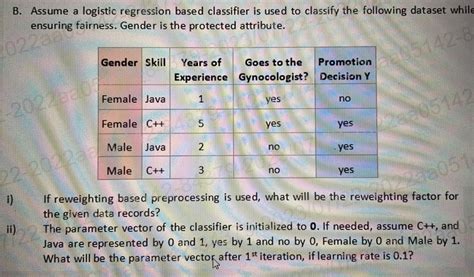 Solved B Assume A Logistic Regression Based Classifier Is