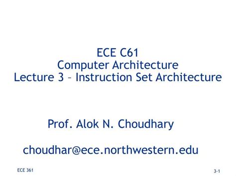 PPT ECE C61 Computer Architecture Lecture 3 Instruction Set