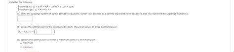 solved consider the following { optimize