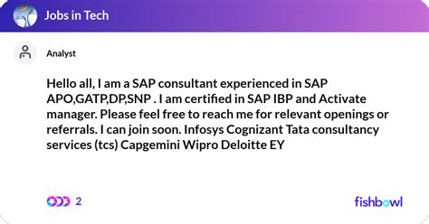 Hello All I Am A SAP Consultant Experienced In SA Fishbowl