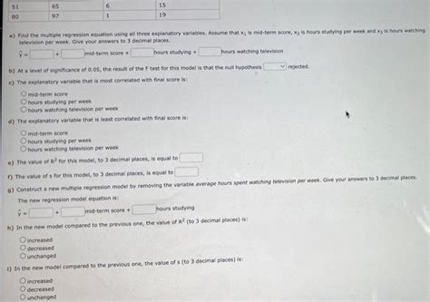 Solved A Multiple Regression Model Is To Be Constructed To Chegg