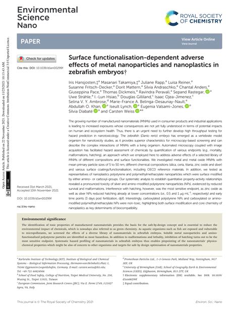 Pdf Surface Functionalisation Dependent Adverse Effects Of Metal Nanoparticles And