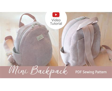 Mini Backpack Sewing Pattern PDF Digital Sewing Pattern With Youtube Tutorial Corduroy