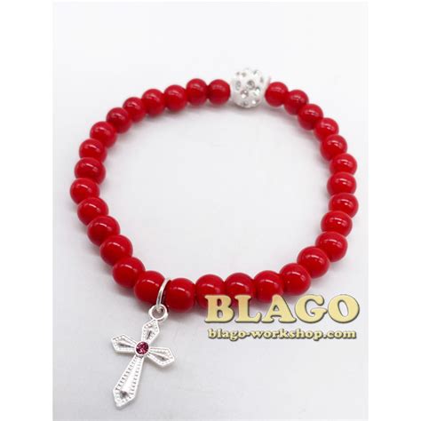 Браслет на руку з червоний з хрестиком
