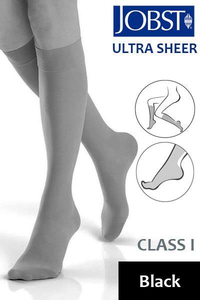 Jobst Ultrasheer Class 1 Black Knee High Compression Stockings
