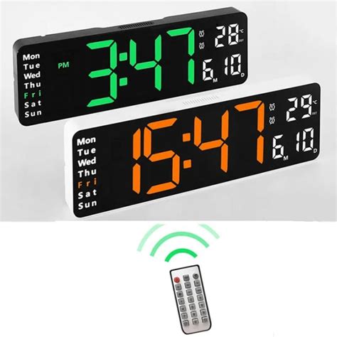 Large Digital Wall Clock Remote Control Temp Date Week Display Timer Countdown Table Clock Wall