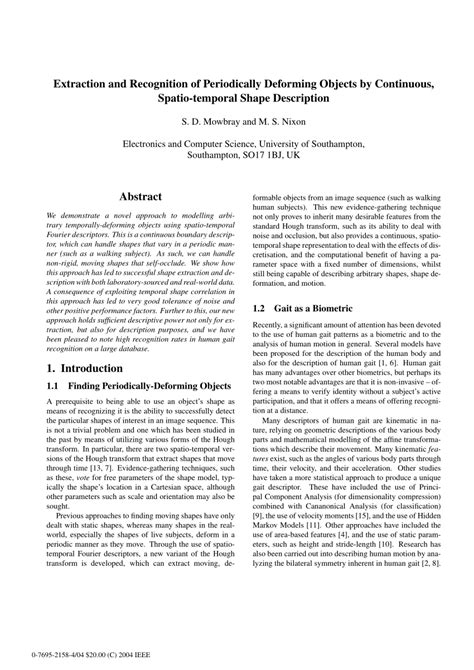 Download Pdf Extraction And Recognition Of Periodically Deforming