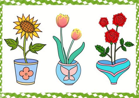 花卉简笔画带颜色的图 花卉简笔画带颜色的图片 苗苗知道