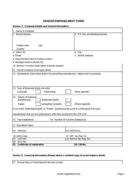 Vendor Empanelment Form Pdf Address Geography Business