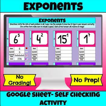 A Exponents Self Checking Activity By Andrade In The Middle