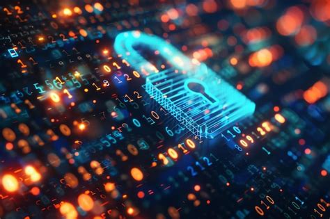 Securing Data Glowing Digital Padlock On Binary Background Premium Ai Generated Image