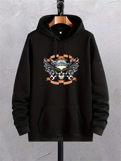Trendy Skull Wings Print Hoodies Men Graphic Sweatshirt Temu Australia