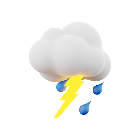 3d Rendering Rain With Thunder And Cloud Icon 3d Render Thunderstorm