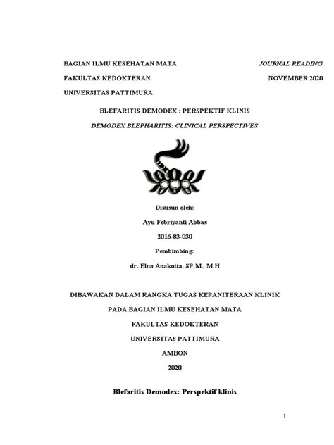 Journal Reading Demodex Blepharitis Pdf