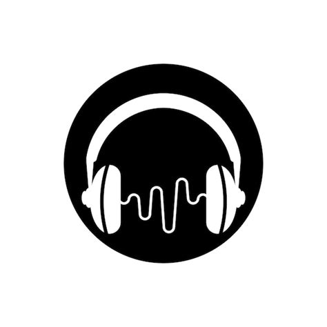 마이크와 음파가 있는 헤드폰은 라디오 방송국 로고 Dj 디스코 기호 방송 스튜디오 레이블 고객 지원 엠블럼 플랫 백 아이콘
