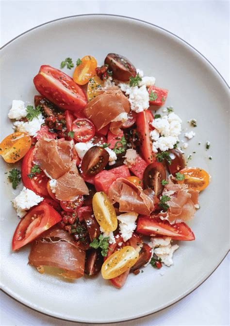 Watermelon And Tomato Salad With Queso Fresco And Sweet Peppers