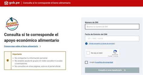 Cuál es el link del Bono Alimentario para consultar con DNI TU DINERO GESTIÓN