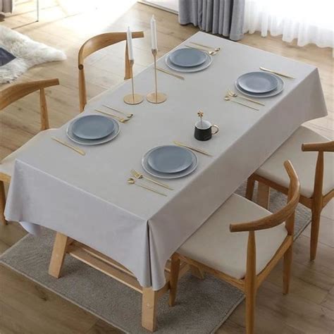 Nappe Rectangulaire Pvc Facile À Nettoyer Couleur Unie Imperméable Et Résistant À L Huile Anti