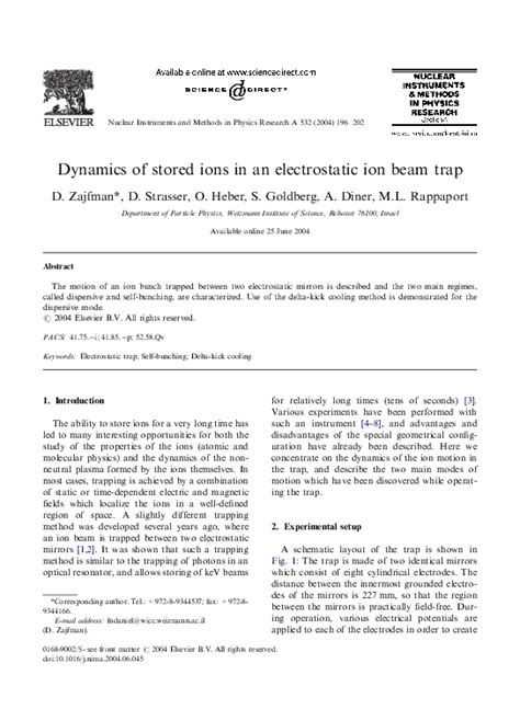 Pdf Dynamics Of Stored Ions In An Electrostatic Ion Beam Trap