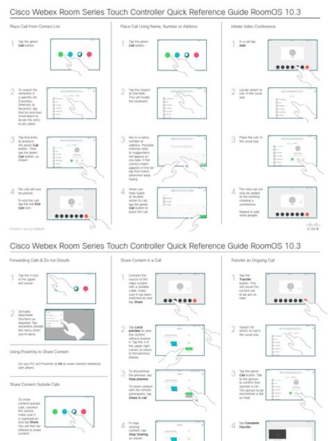Cisco Webex Room Series Touch Controller Quick Reference Guide Roomos 10 3 Pdf Information