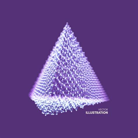 Pyramid Object With Dots Molecular Grid 3d Technology Style With