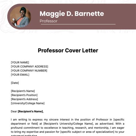 Free Professor Cover Letter Template To Edit Online