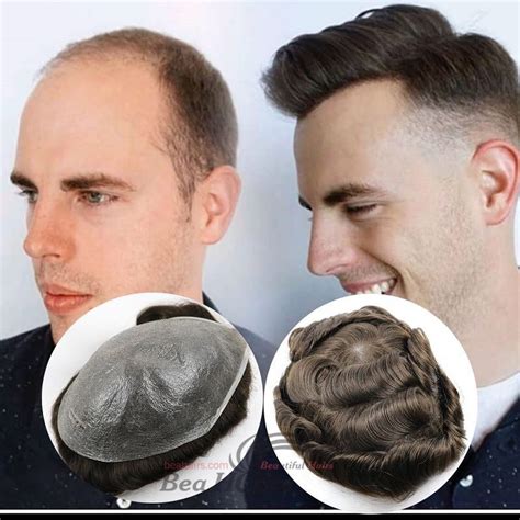 Mens Toupee 6 Inch Natural Remy Human Hair Mono Swiss Lace Thin Skin