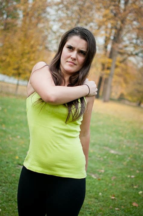 Shoulder Injury Young Woman In Pain Stock Image Image Of Hold Body
