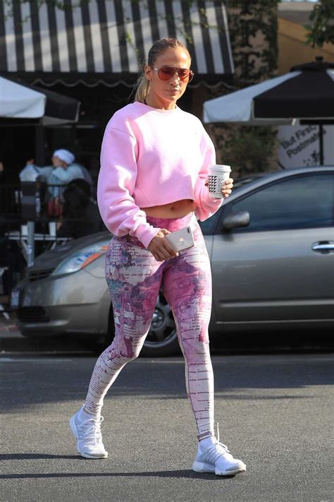 Jennifer Lopez In A Pink Patterned Leggings Was Seen Out In West