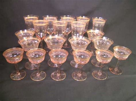 27 Pink Depression Glass Stemware 20 Pcs 1319287