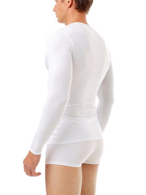 Microfiber Compression Crew Neck T Shirt With Long Sleeves Men