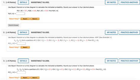 solved − 4 points] wanefmac7 8 6 002 use bayes theorem or