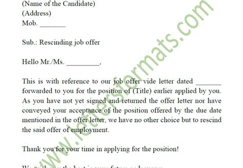 Best Rescind Offer Of Employment Template By Caco Rescind Offer Of
