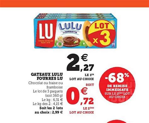 Promo Gâteaux Lulu Fourrés Lu chez Super U iCatalogue fr